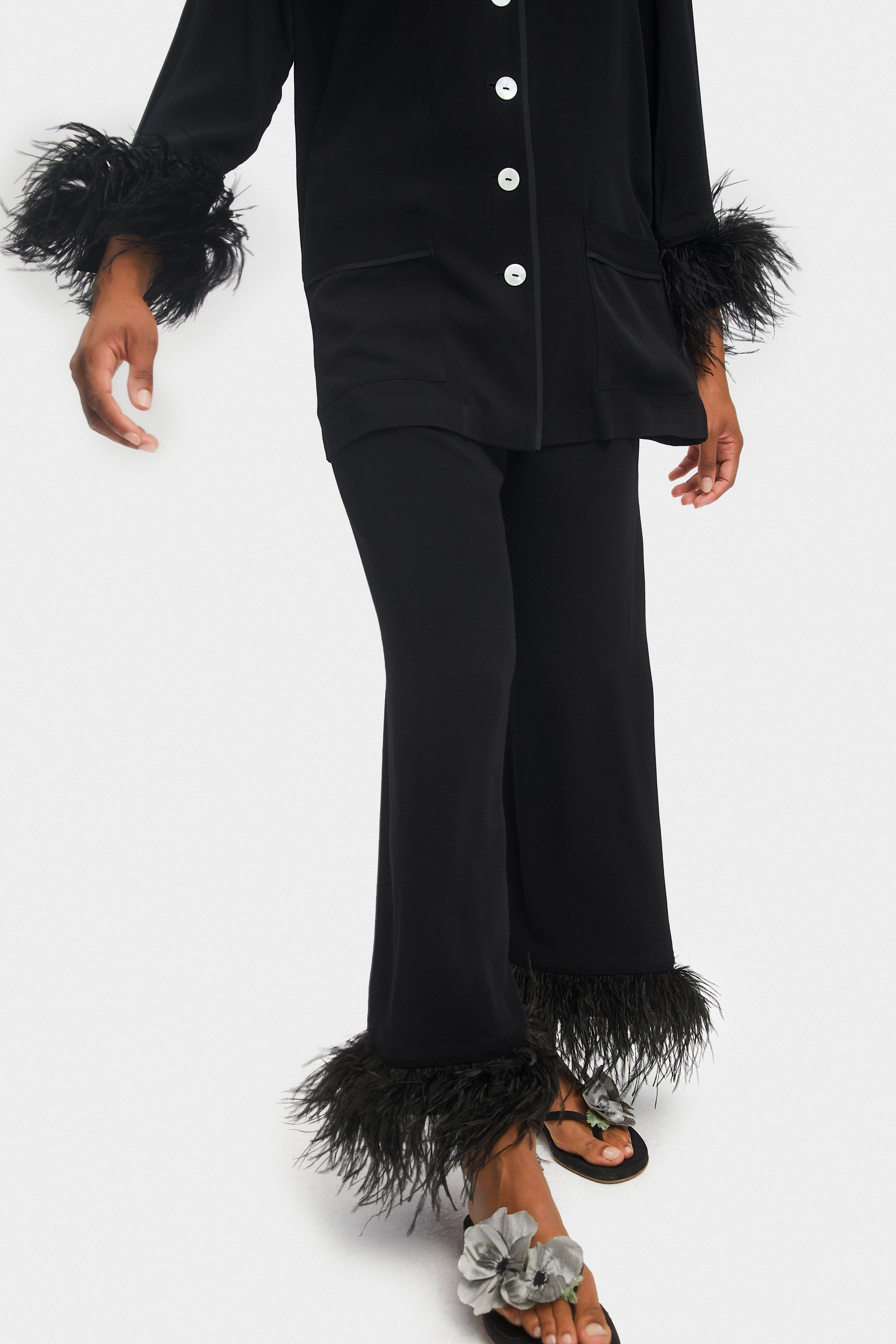 Feather pajamas | Women's black pjs set | The Daily SLEEPER – Sleeper