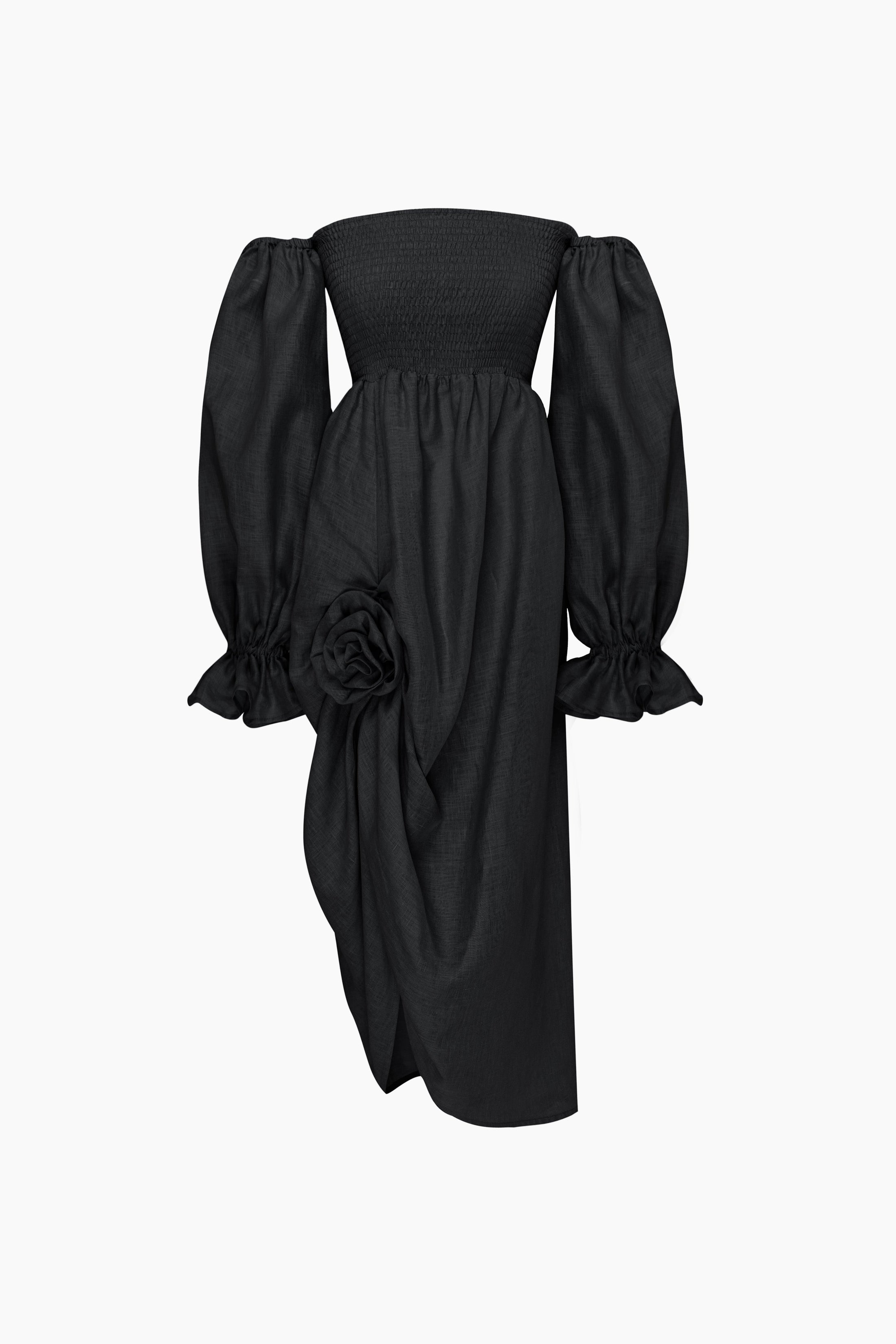 Atlanta Linen Dress with Rose Detail in Roses – Sleeper