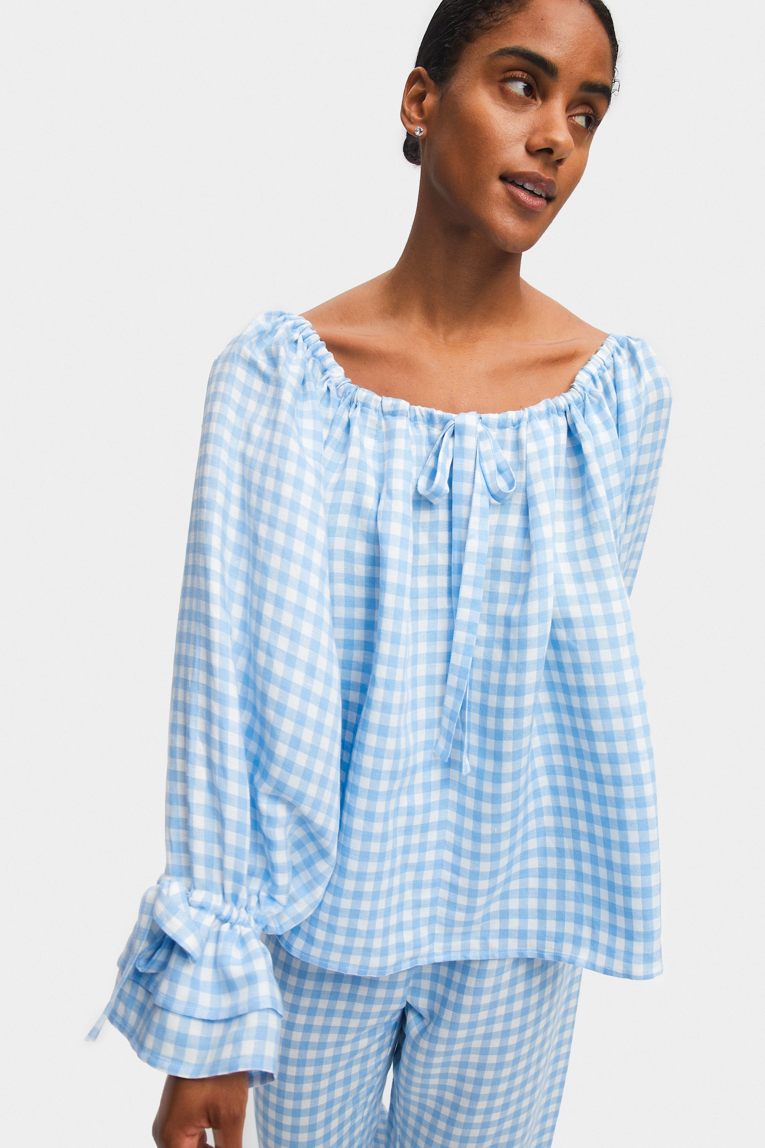 Cha-Cha Linen Lounge Set in Blue Vichy – Sleeper